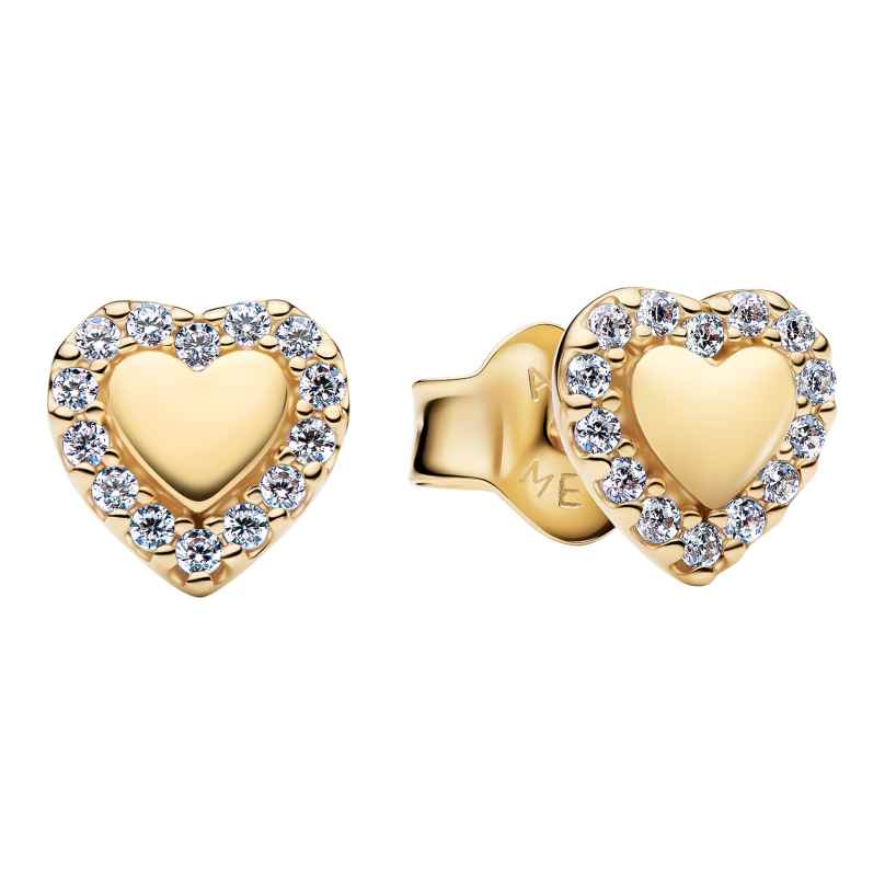 Pandora Damen-Ohrringe Ohrstecker Halo Herz Goldfarben