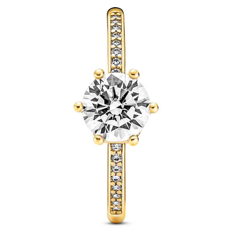 Pandora Ring für Damen Funkelnde Krone Goldfarben