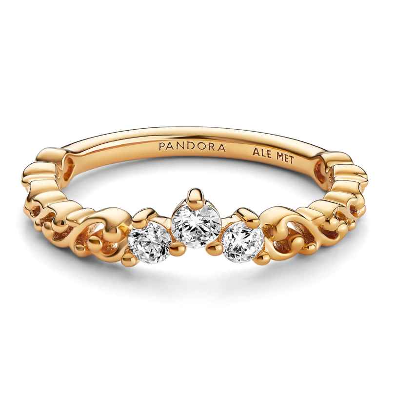 Pandora Damenring Edle Tiara mit Wirbel Goldfarben