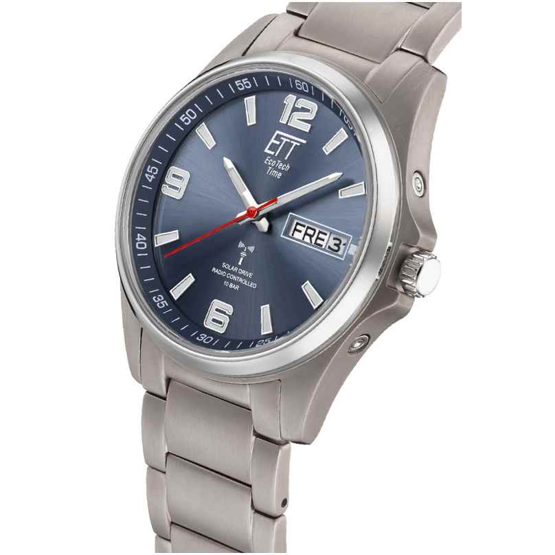 ETT Eco Tech Time Radio-Controlled Solar Watch Everest Gents Blue EGT ...