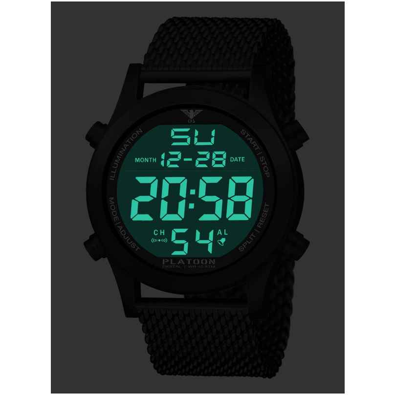 KHS Herren-Digitaluhr Platoon Schwarz mit Meshband PLABSD.MB • uhrcenter