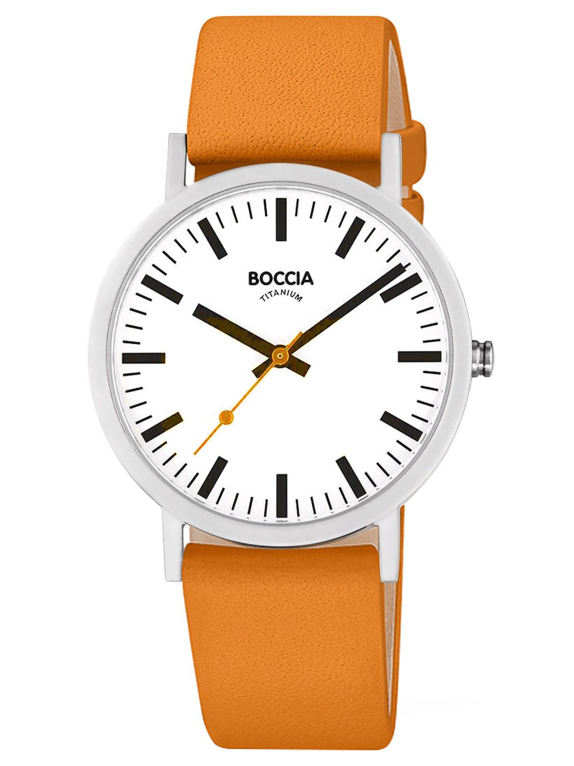Boccia Men's Watch Titanium with Leather Strap Orange 3651-23 • uhrcenter
