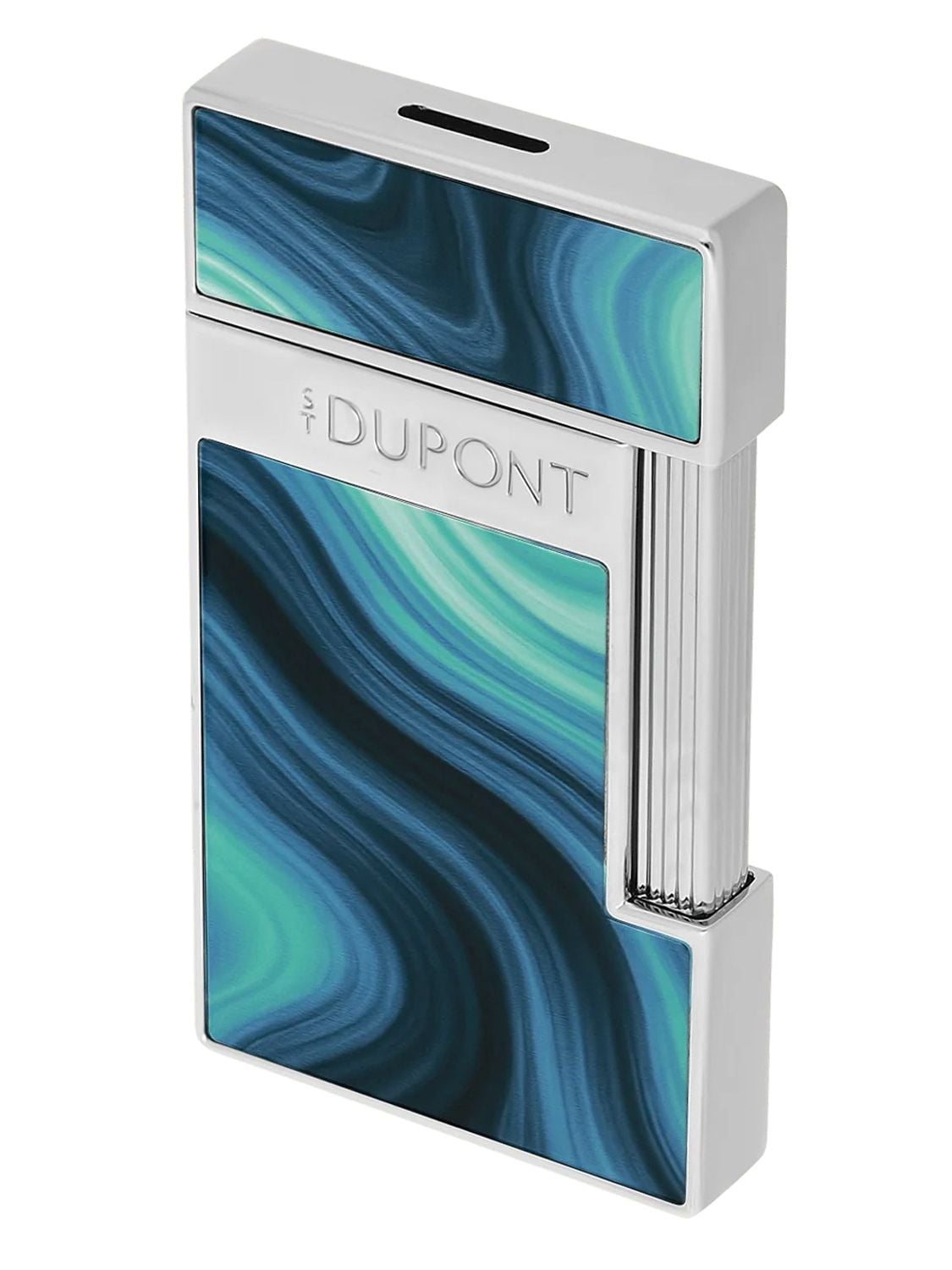 S.T. Dupont Feuerzeug Slimmy Geode Chromfarben/Blau