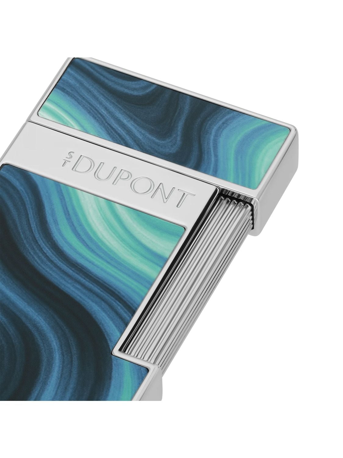 S.T. Dupont Feuerzeug Slimmy Geode Chromfarben/Blau