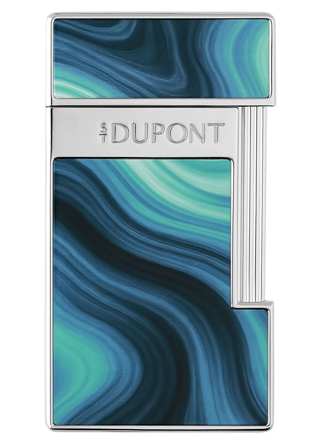 S.T. Dupont Feuerzeug Slimmy Geode Chromfarben/Blau