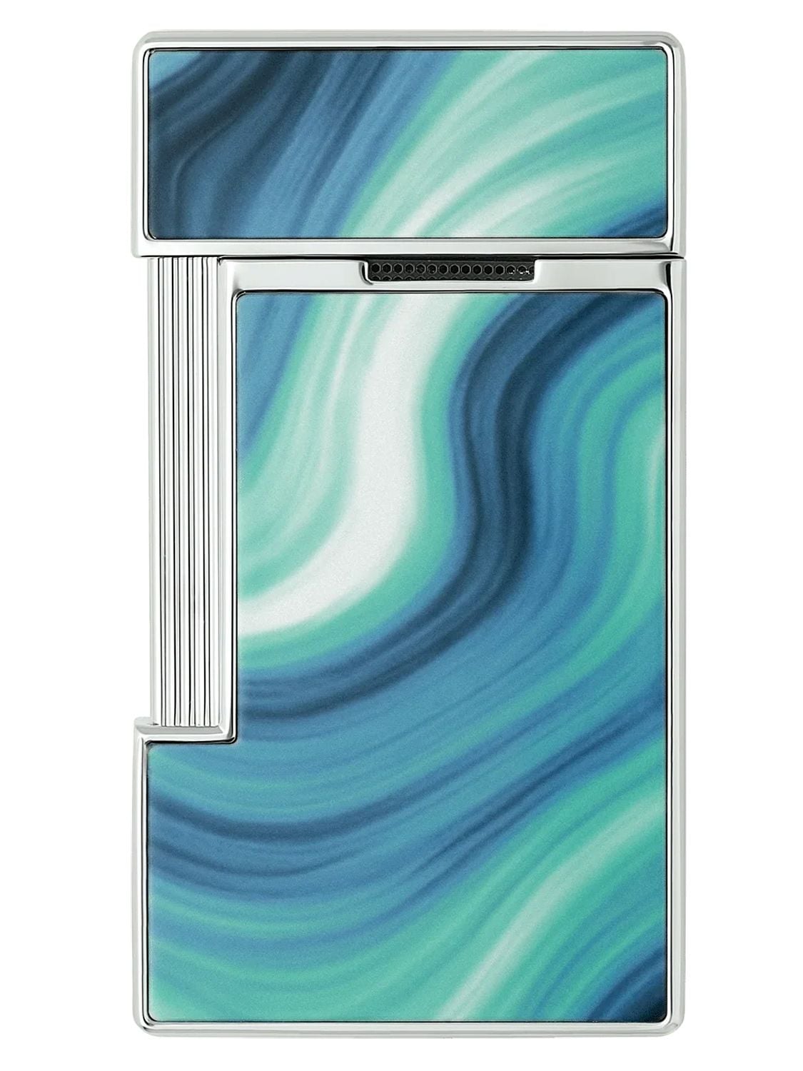 S.T. Dupont Feuerzeug Slimmy Geode Chromfarben/Blau