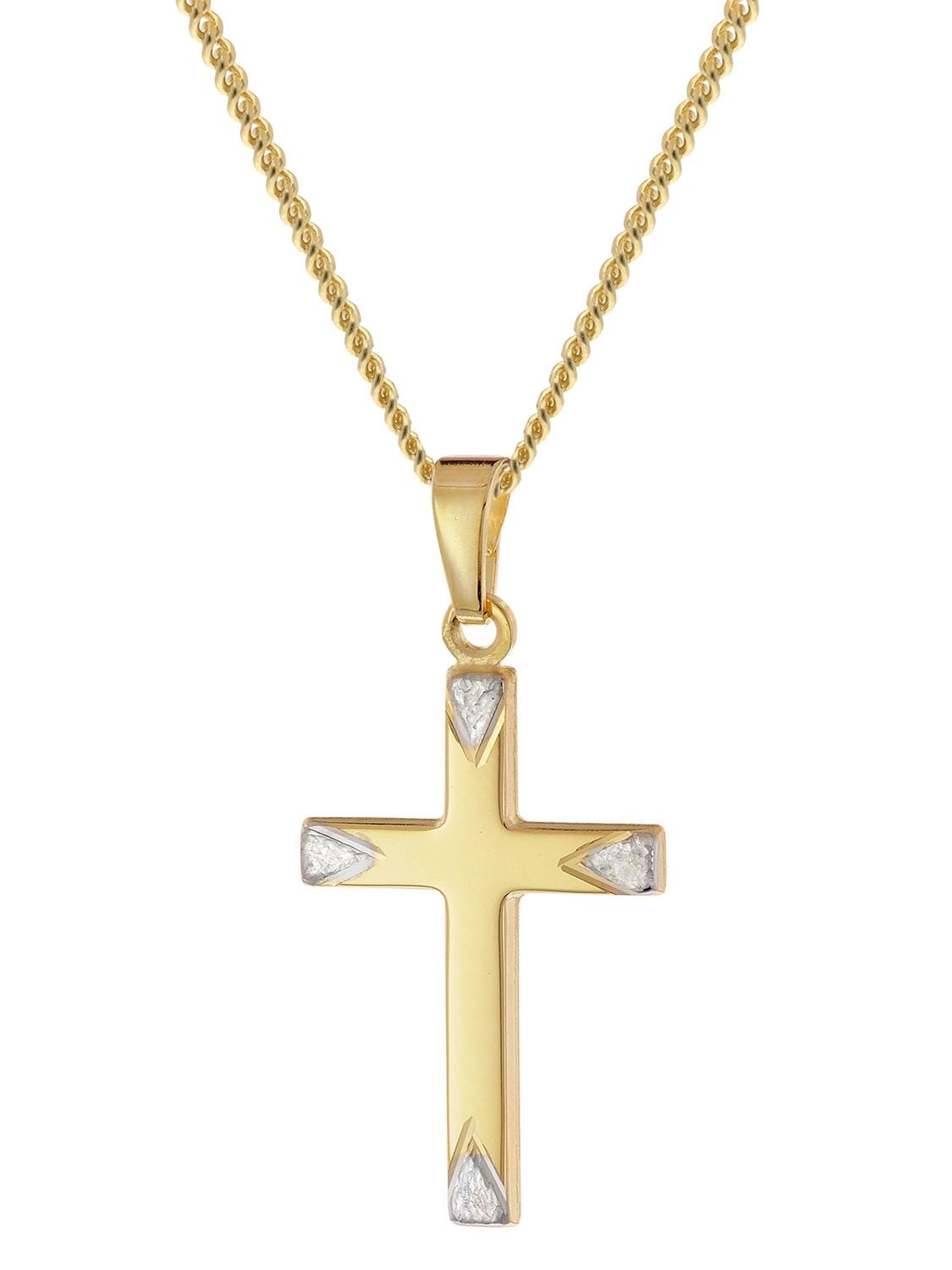 trendor Cross Pendant 333/8K Gold 21 mm On A Gold-Plated Silver Chain ...