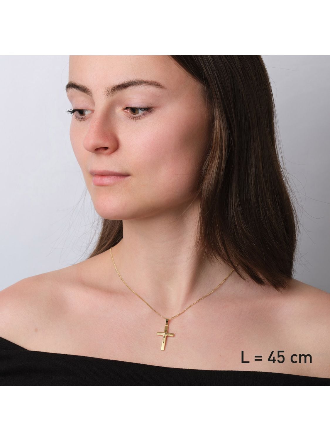 trendor Cross 333 Gold with Gold-Plated Silver Chain 28592