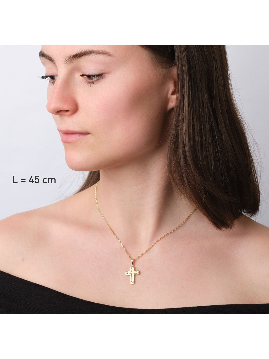 trendor Cross Pendant 333 (8K) Gold + Gold-Plated Silver Chain 28598 ...