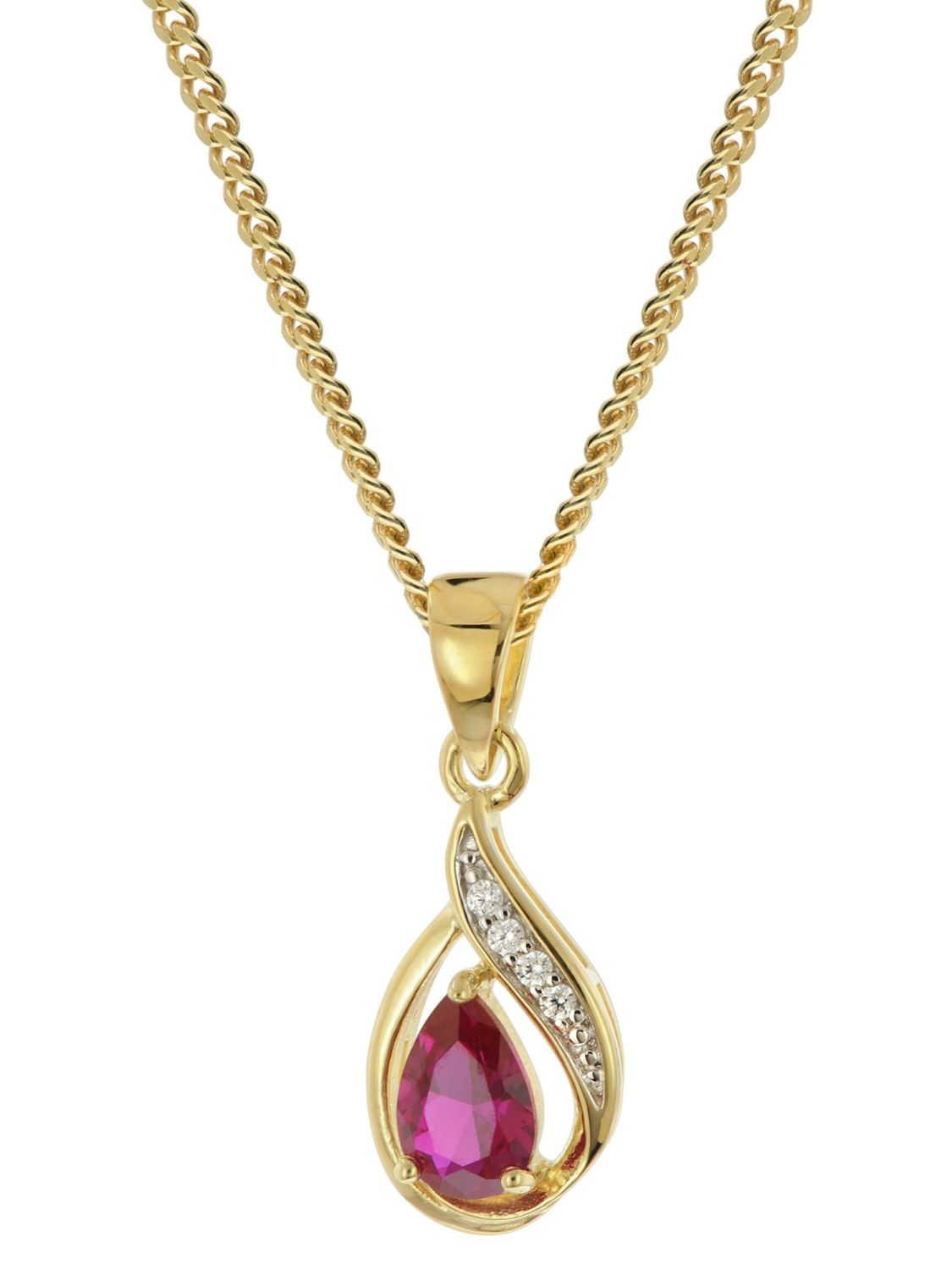 trendor Women's Pendant 333 Gold Synthetic Ruby On A Gold-Plated Chain 21187 • uhrcenter