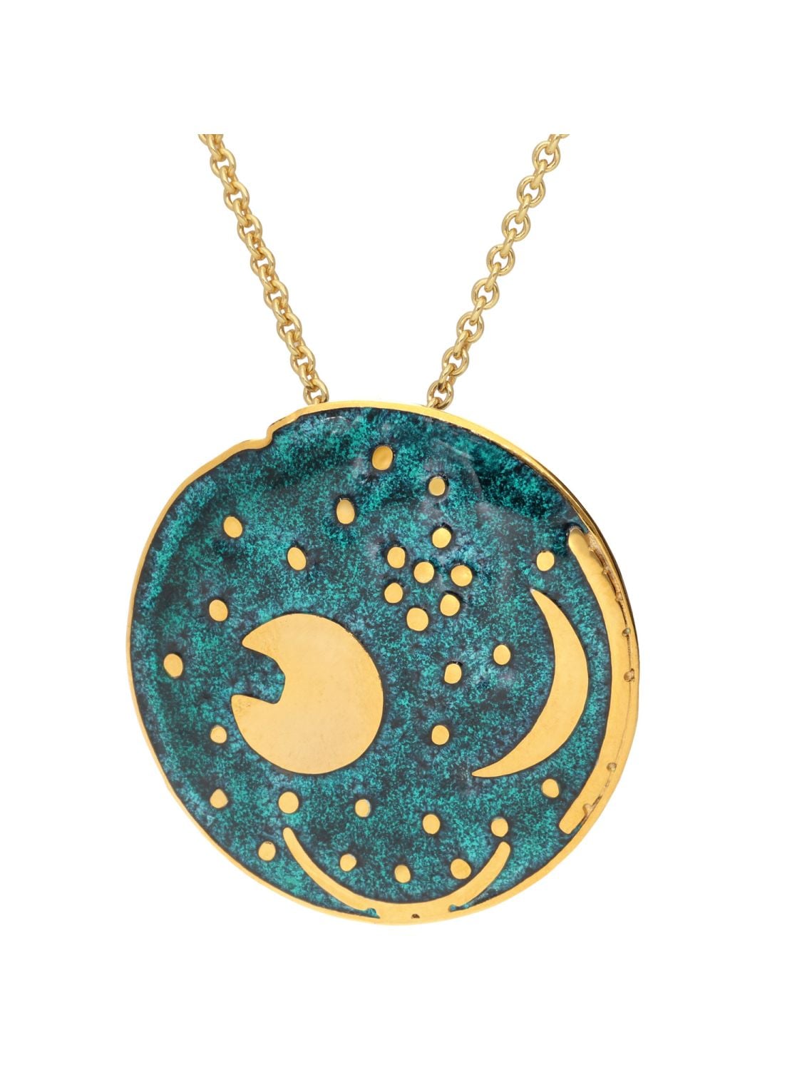 trendor Women's Necklace Sky Disc Of Nebra Silver Green/Gold ⌀30 mm