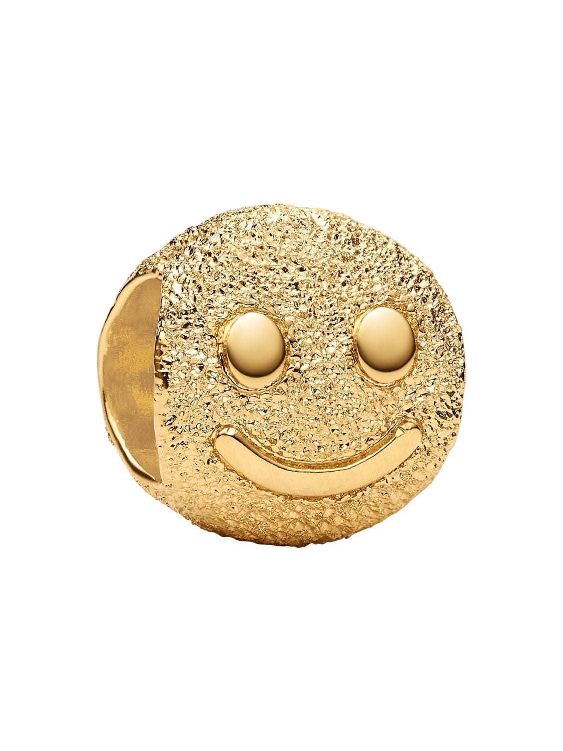 Pandora Gold Tone Charm Textured Happy Face Mini