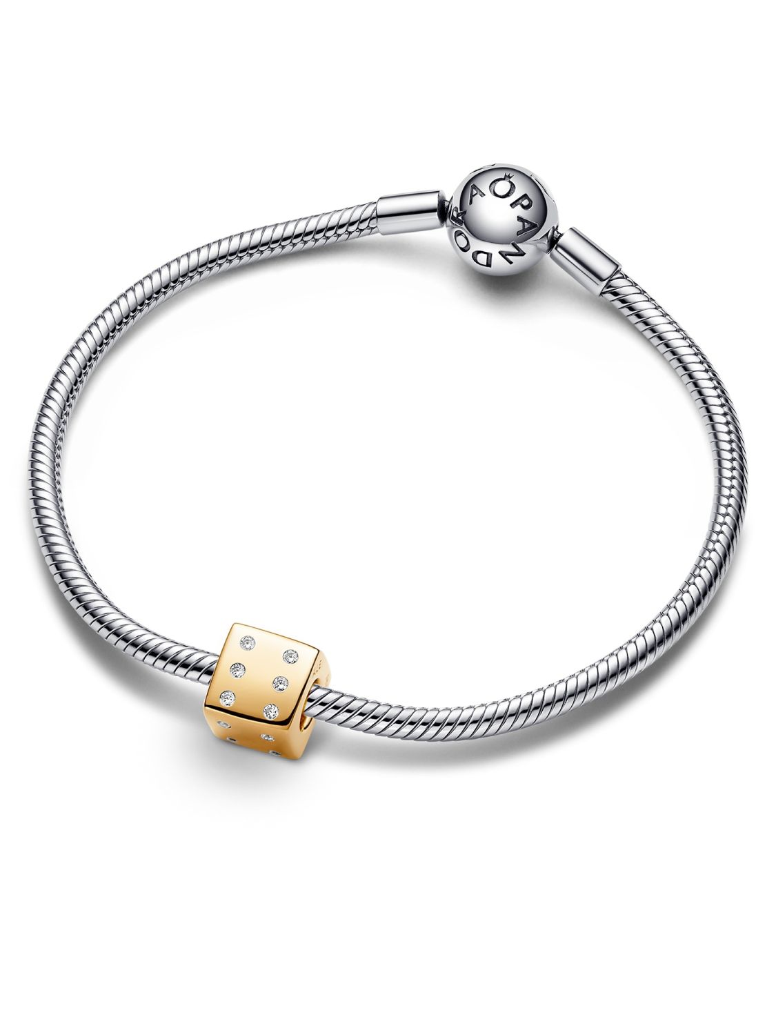 Pandora Charm Sparkling Dice Gold Tone 761269C01 • uhrcenter