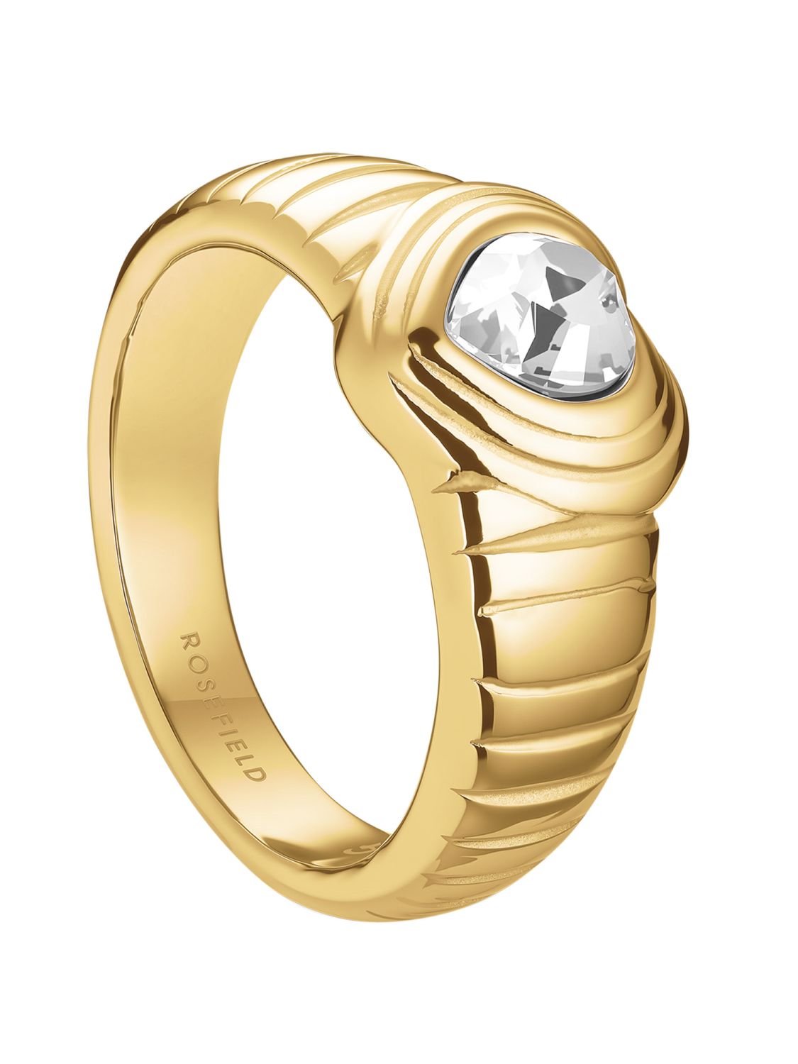 Rosefield Women's Ring Heart Gold Tone White Crystal JRWH • uhrcenter
