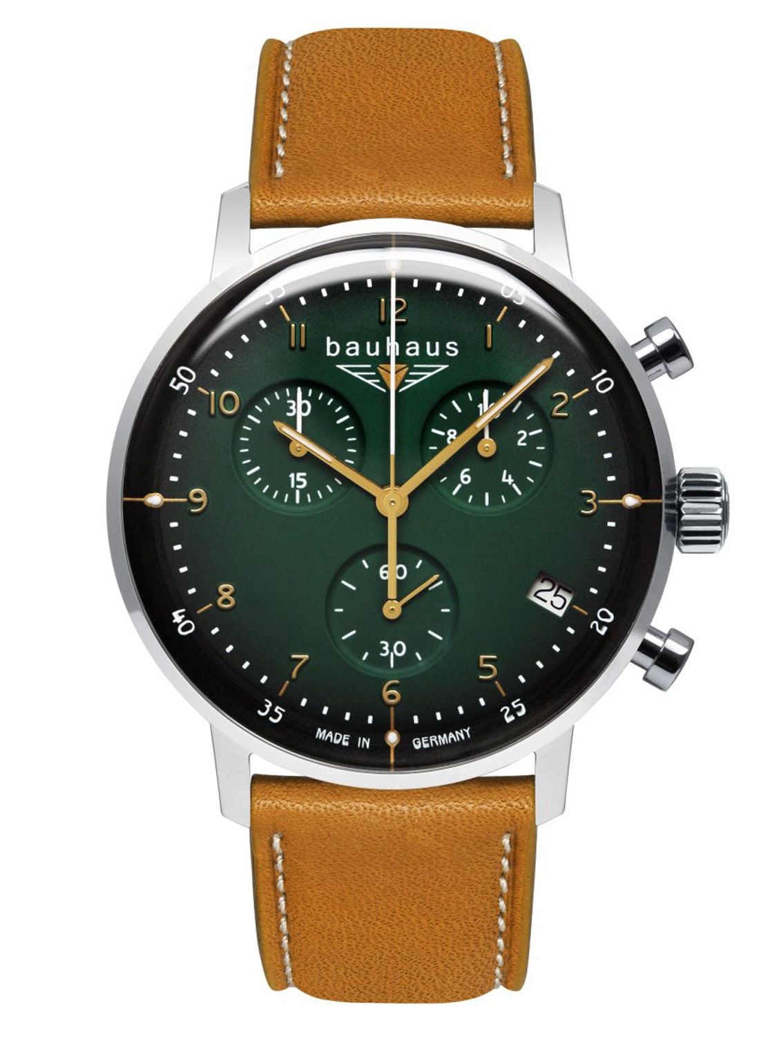 Bauhaus Herrenuhr Dessau Quarz Chronograph Braun/Grün