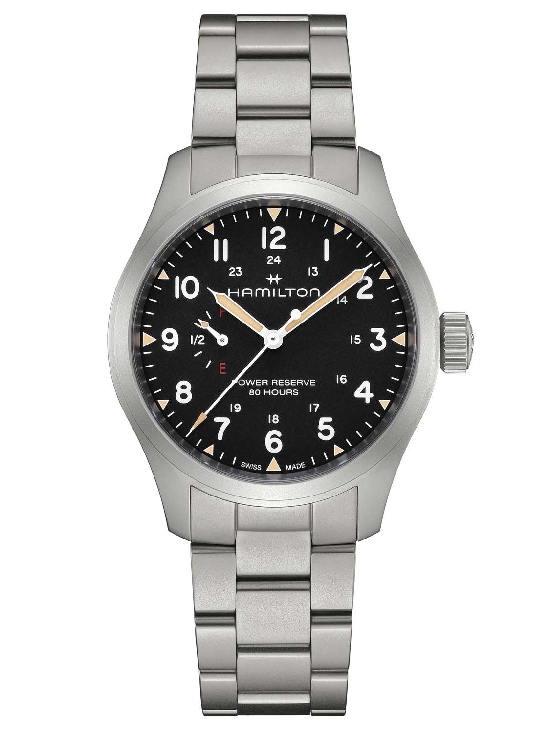 Hamilton Mens Watch Hand-Winding Mechanical Power Reserve Steel/Black ...