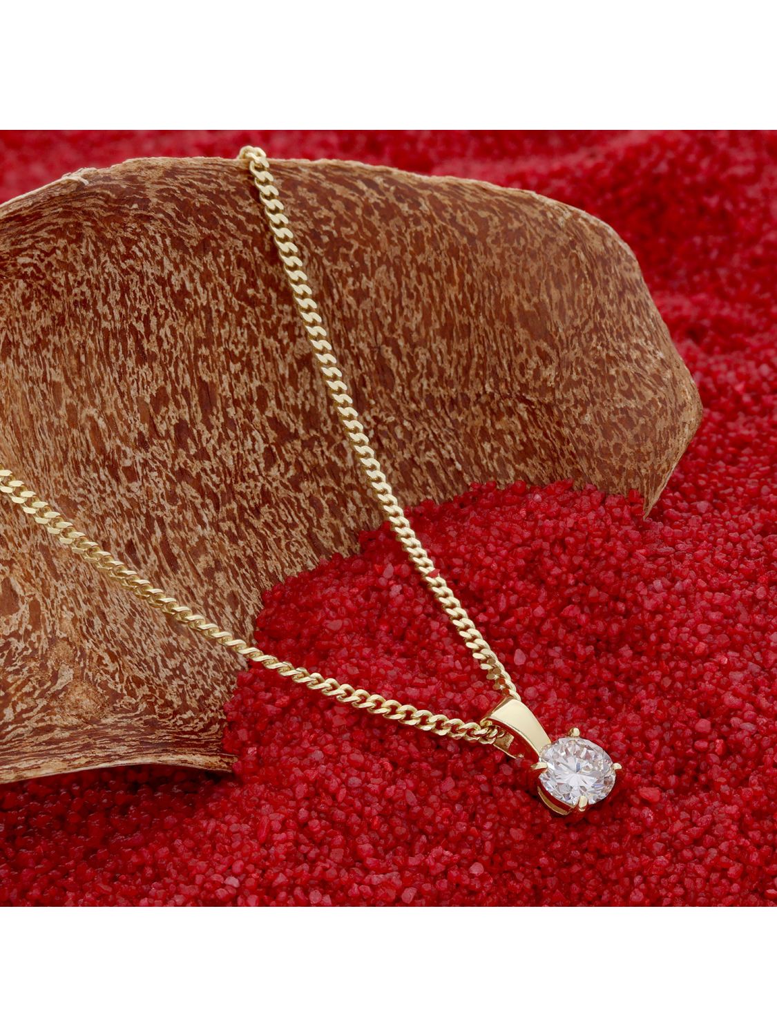 GLIZZ Lab Grown Diamond Pendant 0.50 ct Yellow Gold on a Necklace