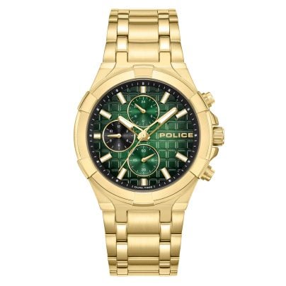 Police Men's Watch Dual Time Guardian Gold Tone