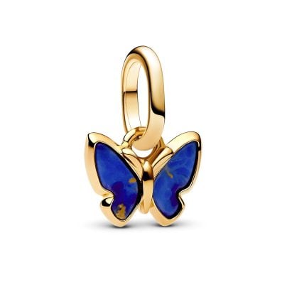 Pandora 763823C01 Mini Dangle Charm Blue Butterfly Gold Tone 763825C01 ...