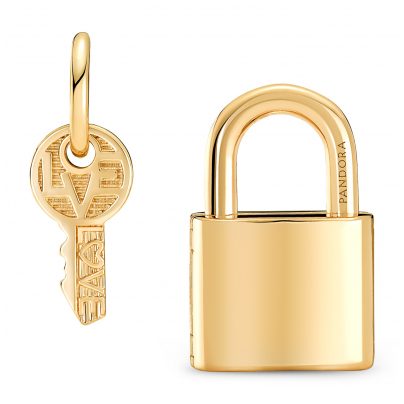 Pandora Charm-Anhänger Schloss & Schlüssel Goldfarben 760088C01 • uhrcenter