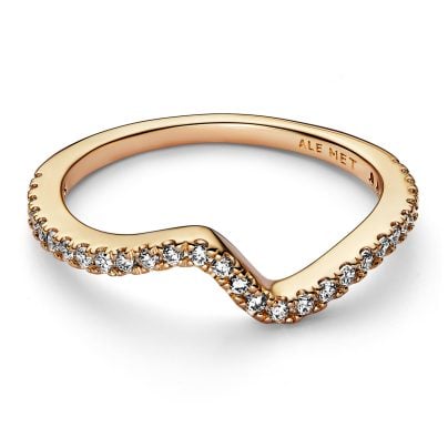 Pandora Damenring Funkelnde Welle Goldfarben 162539C01 • uhrcenter