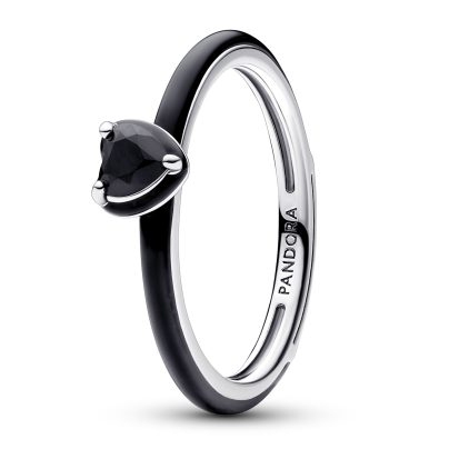 Pandora Women's Ring Silver Black Chakra Heart 193088C01 • uhrcenter
