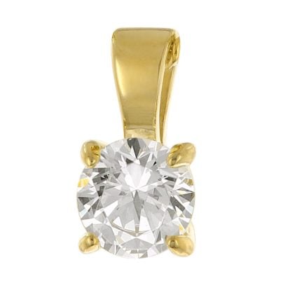 GLIZZ Lab Grown Diamond Pendant 333 Yellow Gold Brilliant 0.50 Carat